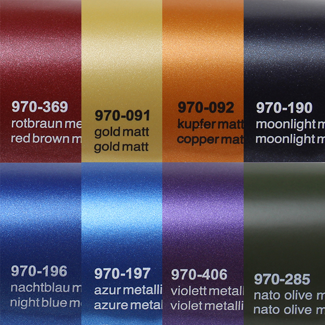 (17,09€/m²) 0,5m x 1,52m Oracal 970RA Schwarz Metallic Glanz 704 ...